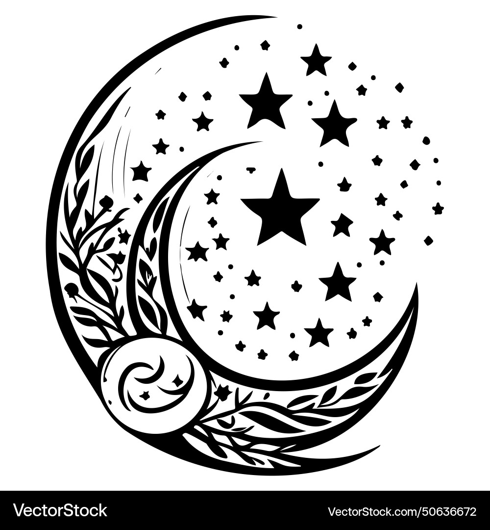 Moon star ramadan arabic islamic sketch hand draw Vector Image