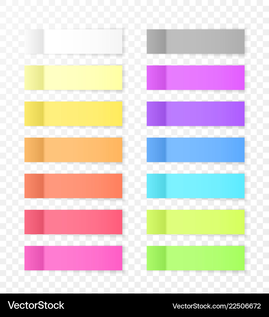 Sticky paper notes with shadow effect blank color Vector Image