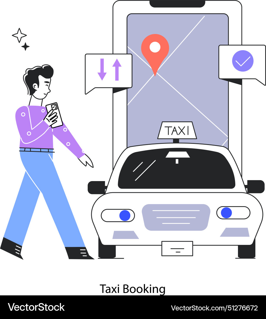 Taxi booking Royalty Free Vector Image - VectorStock