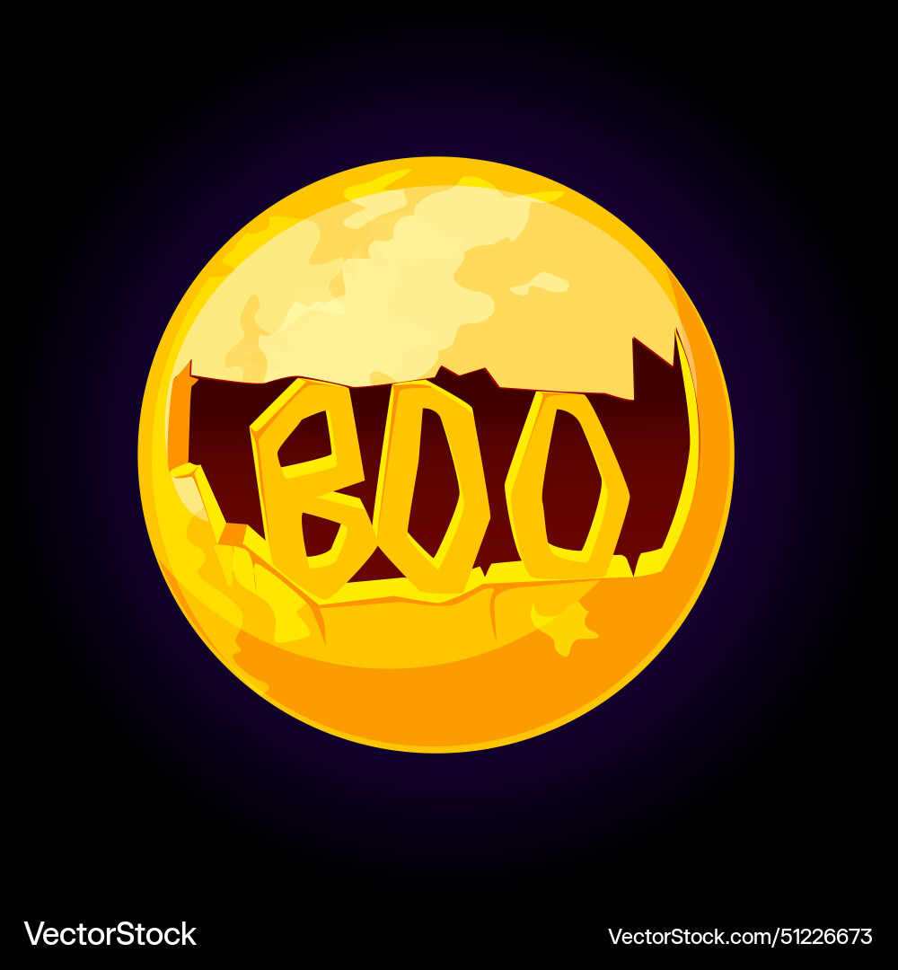 Full moon and text boo for greeting card Vector Image