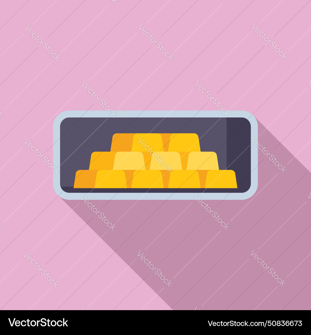 Gold bars deposit icon flat small store Royalty Free Vector