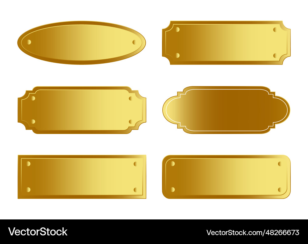 Golden name plate collection Royalty Free Vector Image