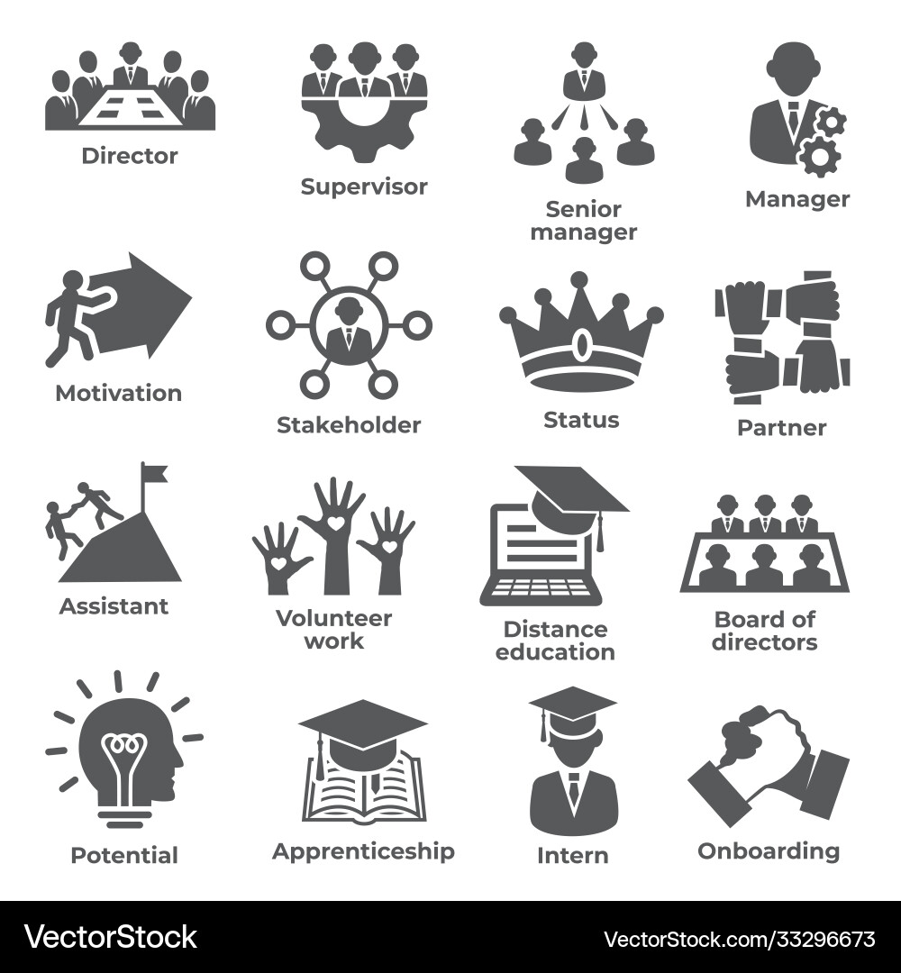 Leadership Icons Set Royalty Free Vector Image