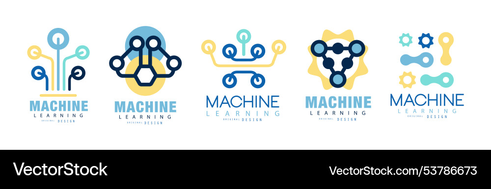 Learning machine logo and label original design Vector Image