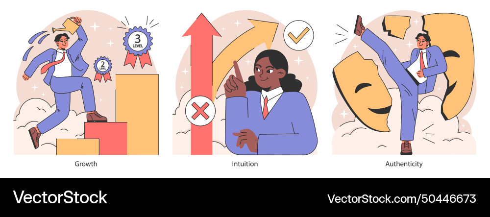 Life navigation set personal progress and finding Vector Image