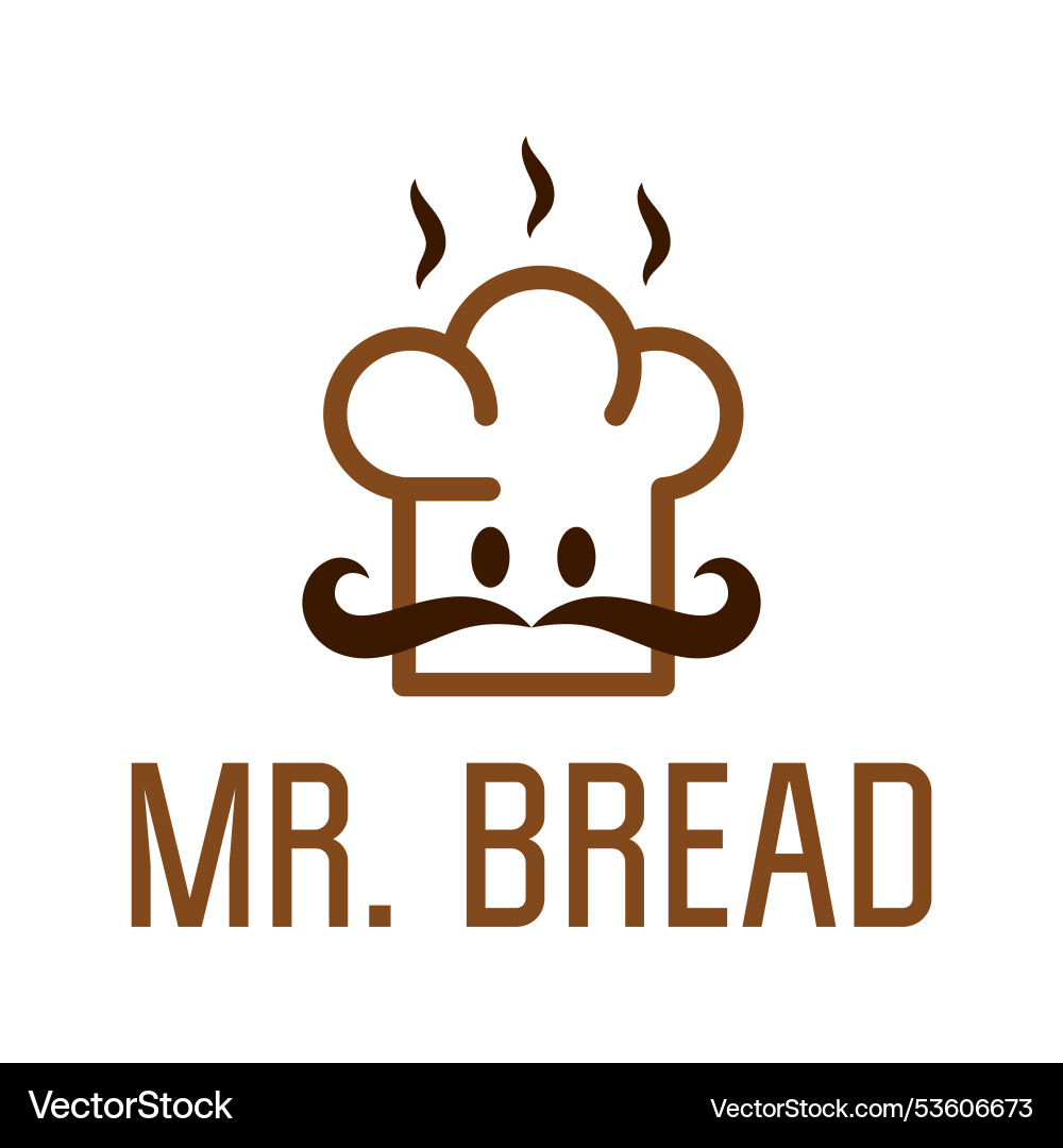 Mr bread flat minimalist logo design Royalty Free Vector