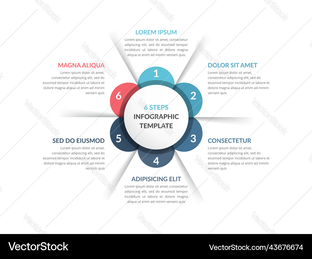 Circle infographics - six elements Royalty Free Vector Image