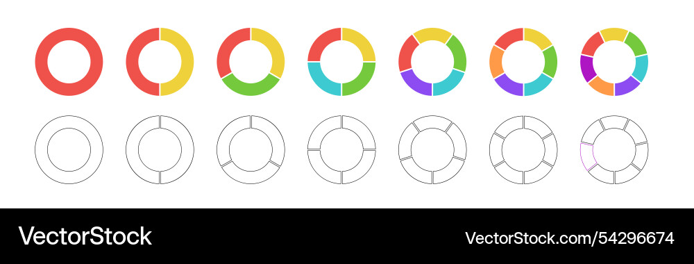 Circular chart with color and monochrome segments Vector Image