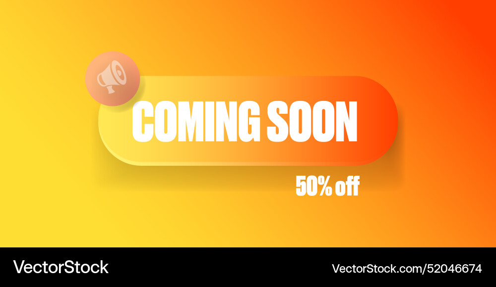 Coming soon banner and button on summer orange Vector Image
