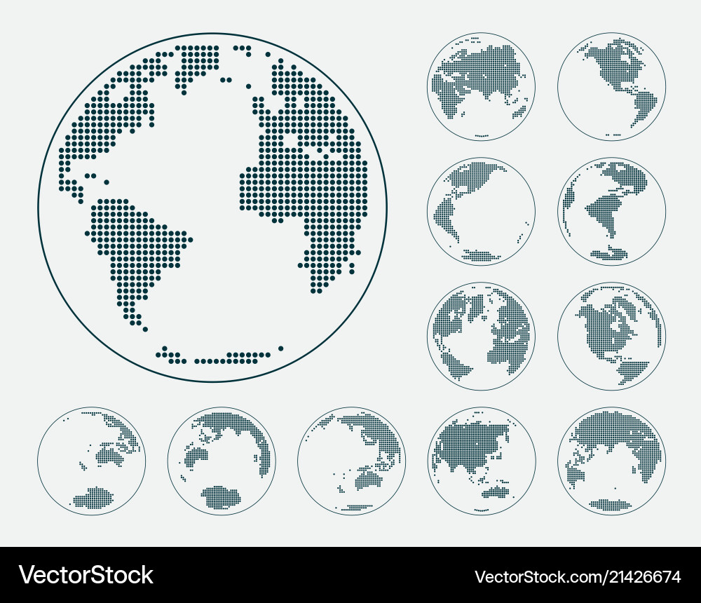 Dotted Earth Globes - Digital Set Royalty Free Vector Image