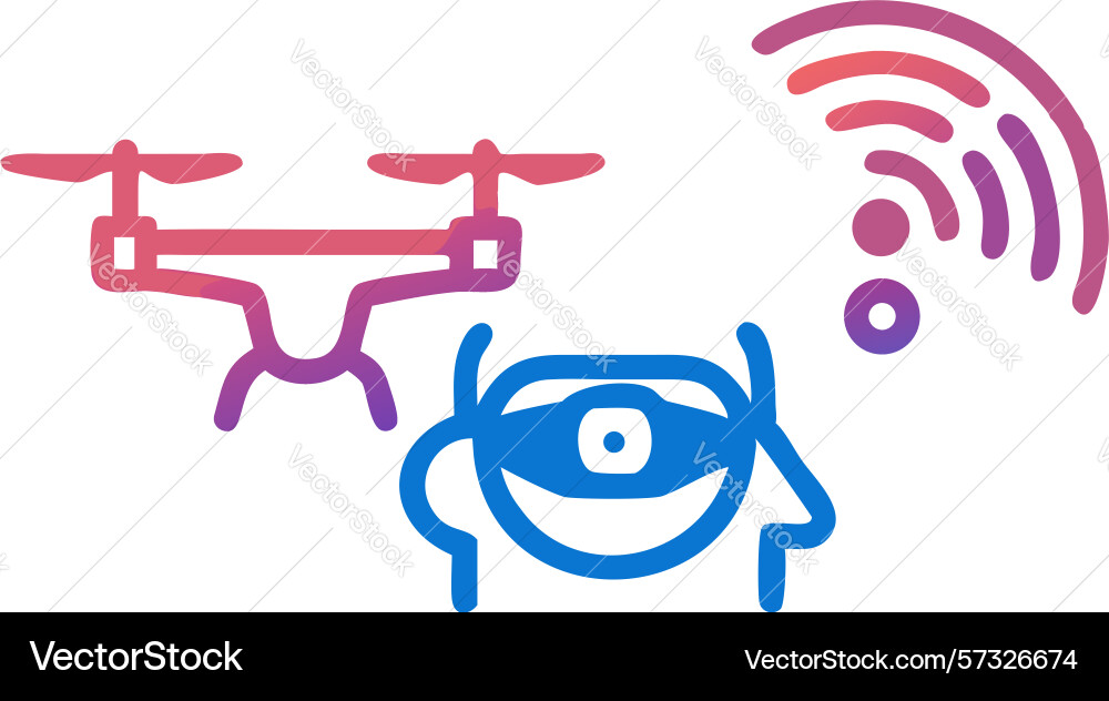 Drone eye with wi-fi signals remote vision tech Vector Image