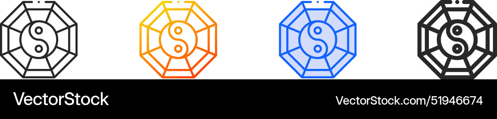 Eight trigrams iconthin linear gradient blue Vector Image