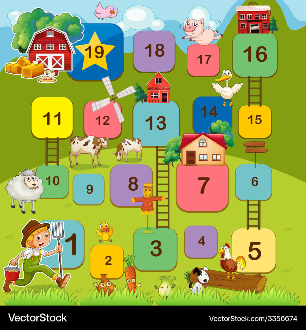 Farm Animal Board Game Scene Royalty Free Vector Image