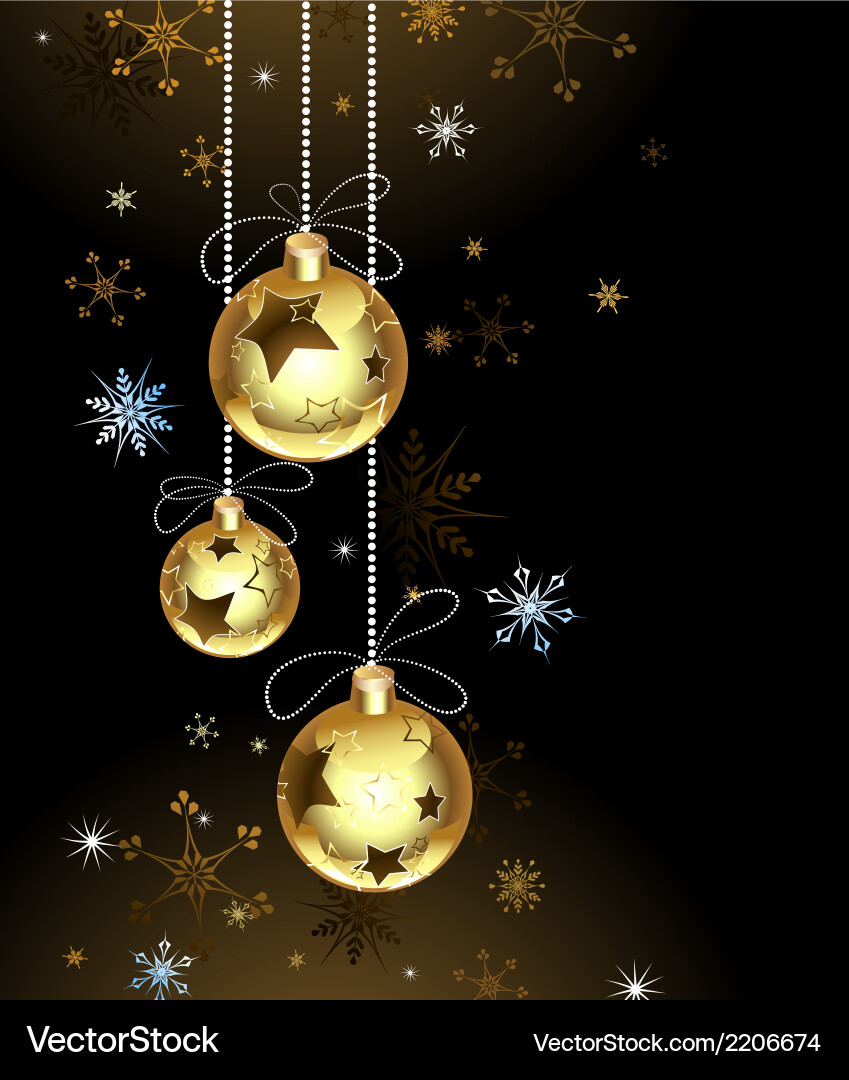 Gold christmas baubles Royalty Free Vector Image