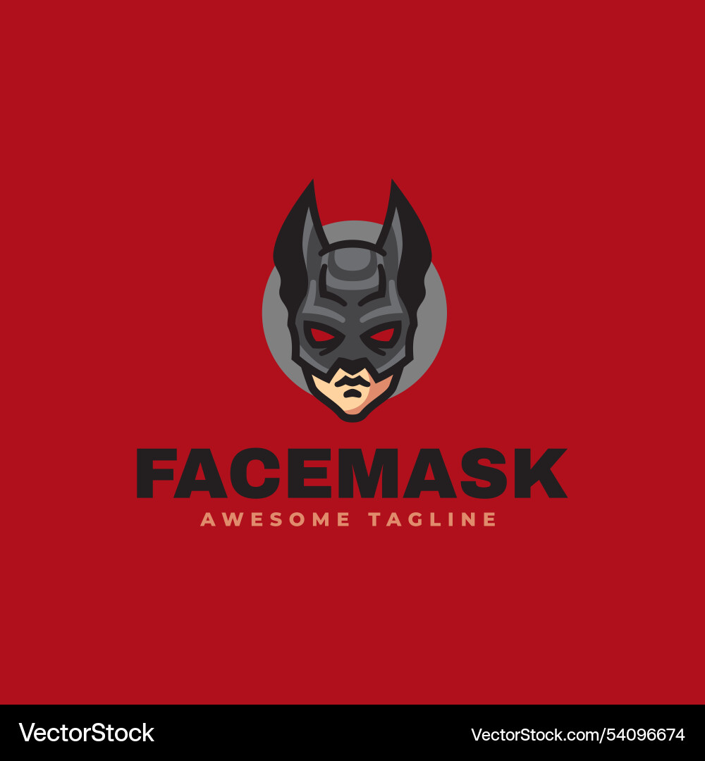 Logo face mask mascot cartoon style Royalty Free Vector