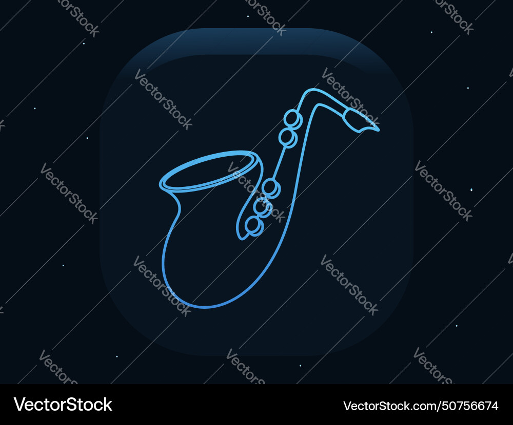 Musical saxophone line icon on dark background Vector Image