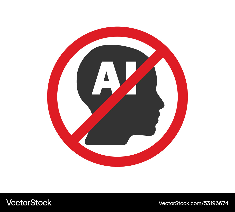 No machine learning head symbol ai not allowed Vector Image