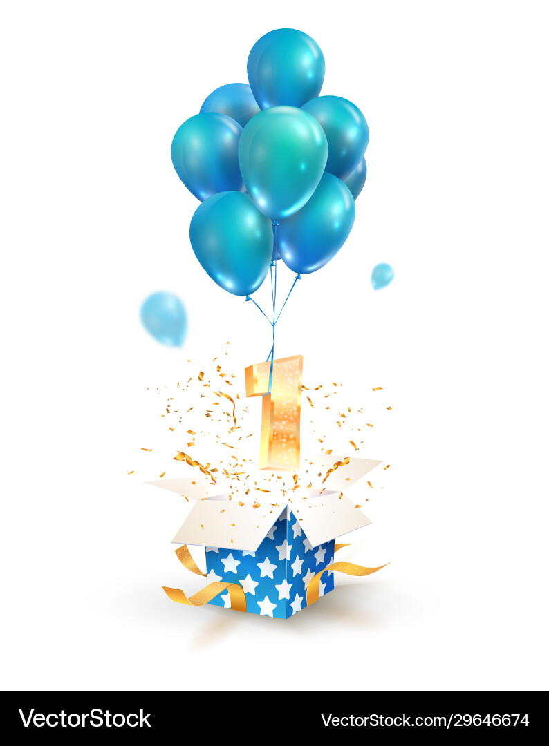 Open textured gift box with number 1 flying Vector Image