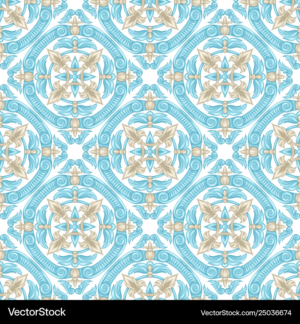 Portuguese azulejo ceramic tile pattern Royalty Free Vector