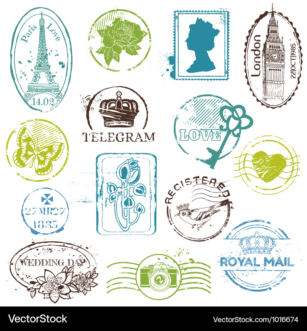Vintage rubber stamp collection Royalty Free Vector Image