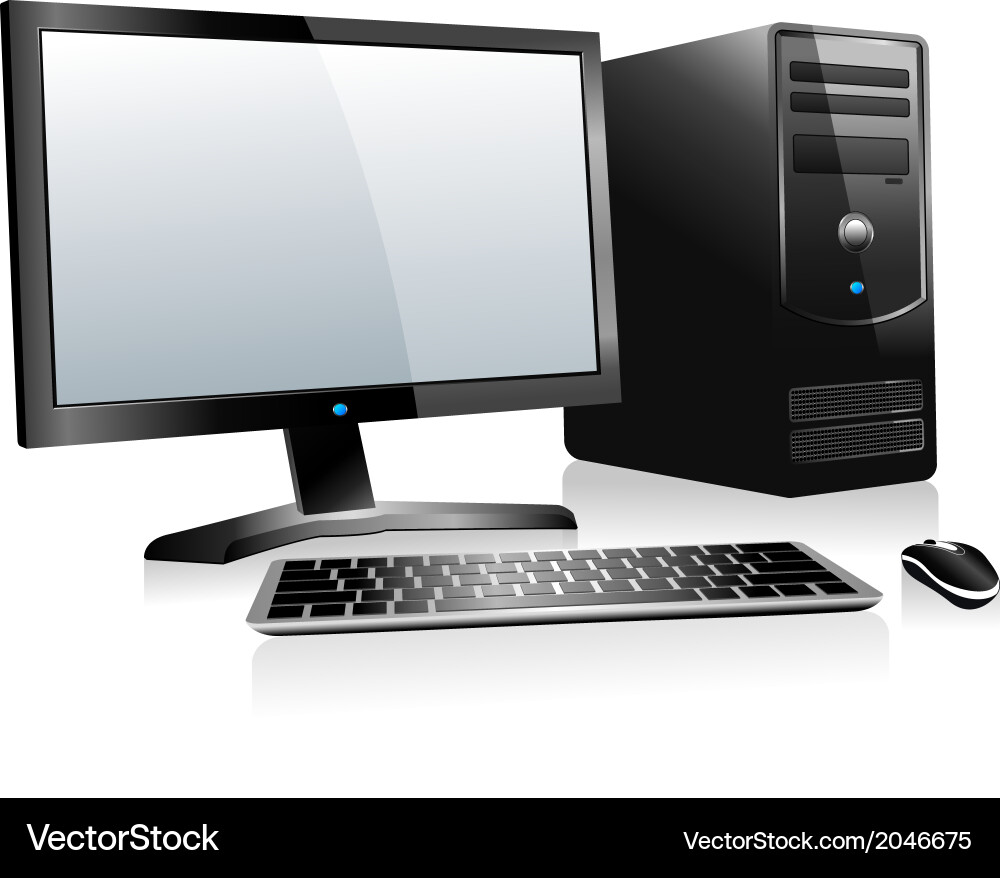3d desktop computer Royalty Free Vector Image - VectorStock