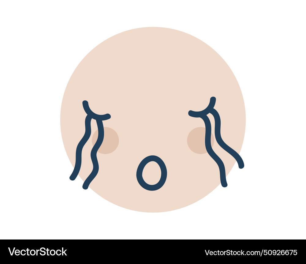 Beige frustrated round emoji icon object symbol Vector Image