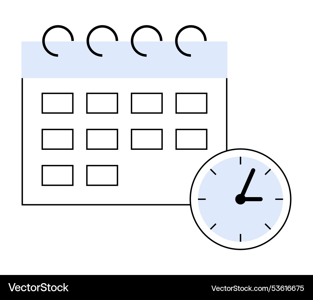 Calendar and clock symbolizing time management Vector Image