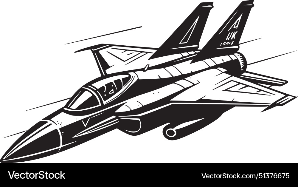Fighter jet - minimalist and simple silhouette Vector Image