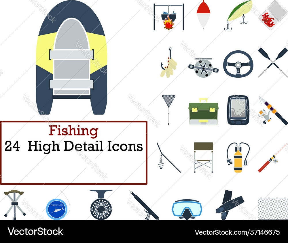 Fishing icon set Royalty Free Vector Image - VectorStock
