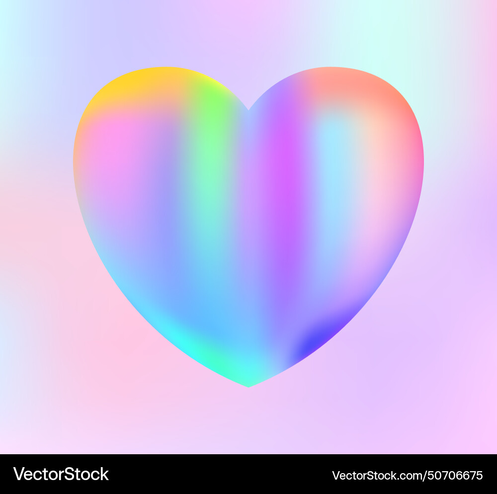 Holographic heart fluid liquid chrome shape Vector Image