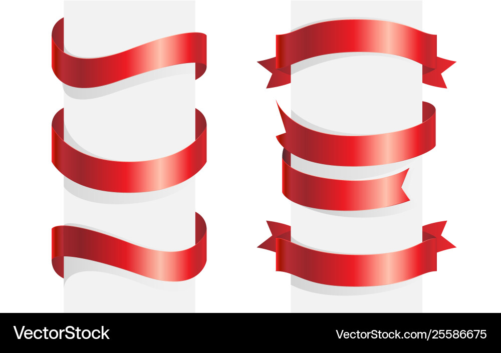 Red ribbons collection realistic stripes around Vector Image