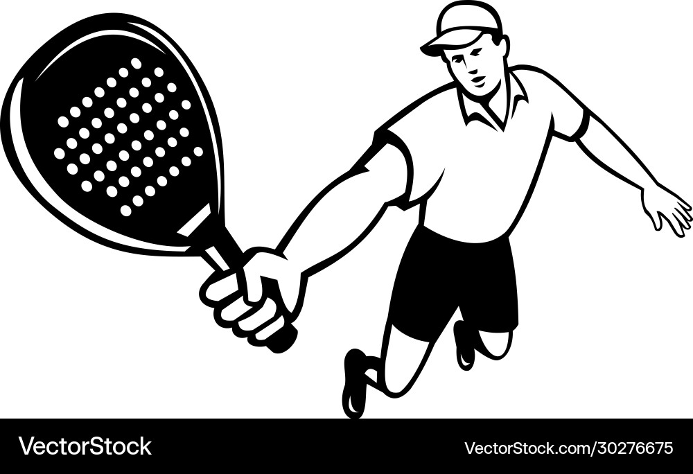 Retro Padel Player Mascot Royalty Free Vector Image