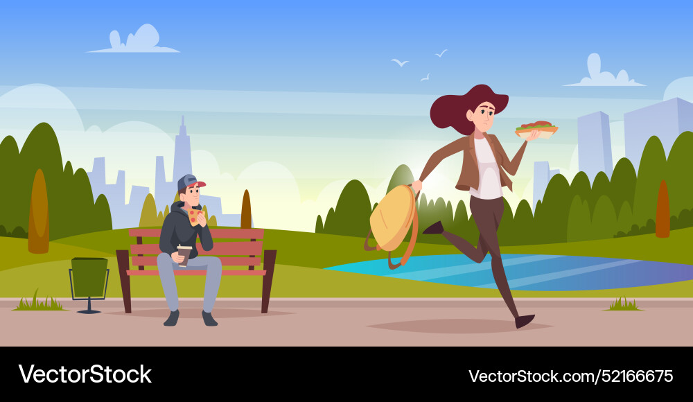 Snacks people eating at work exact quick Vector Image