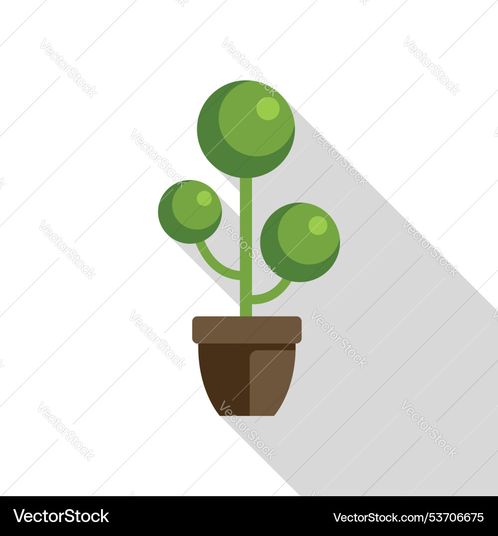 Spherical topiary tree growing in a flower pot Vector Image