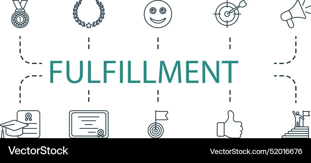Fulfillment outline icons set creative Royalty Free Vector