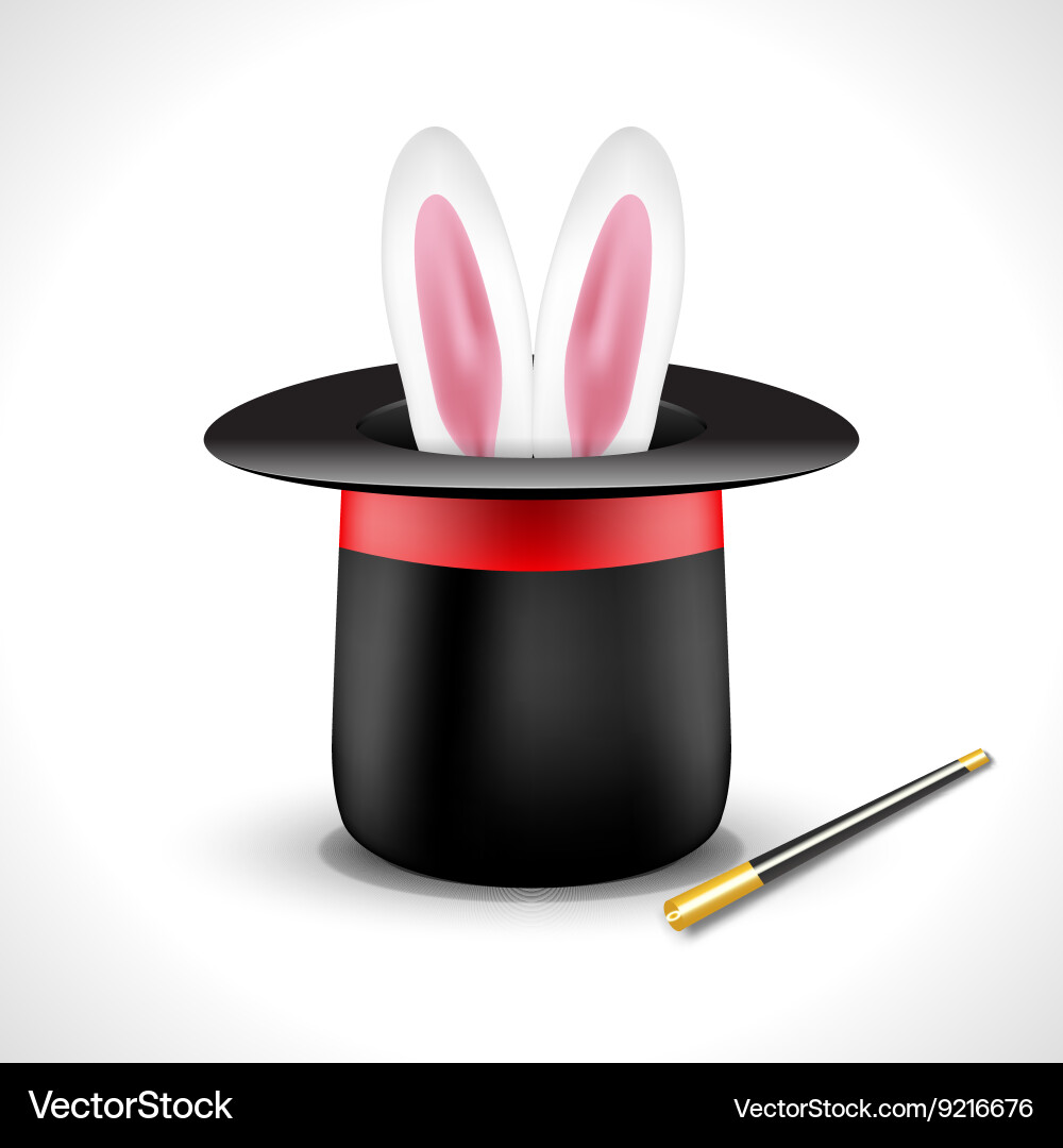 Magic hat with bunny rabbit ears show Royalty Free Vector