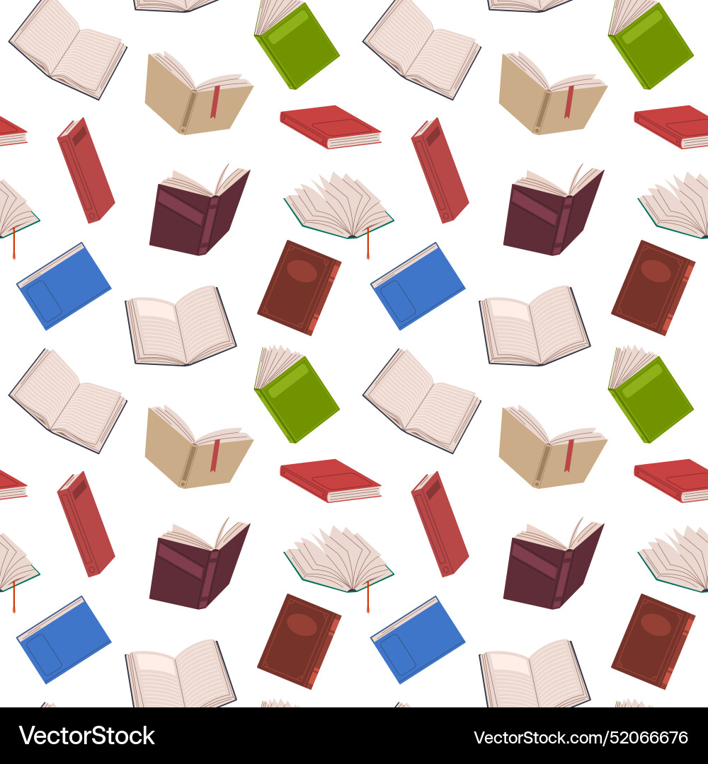 Open books seamless pattern repeated literary Vector Image