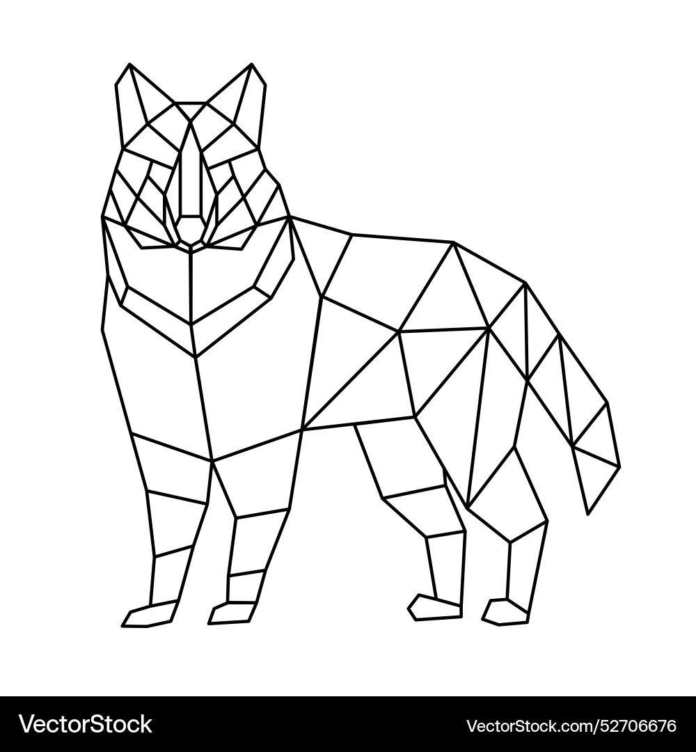 Polygonal line art wolf Royalty Free Vector Image