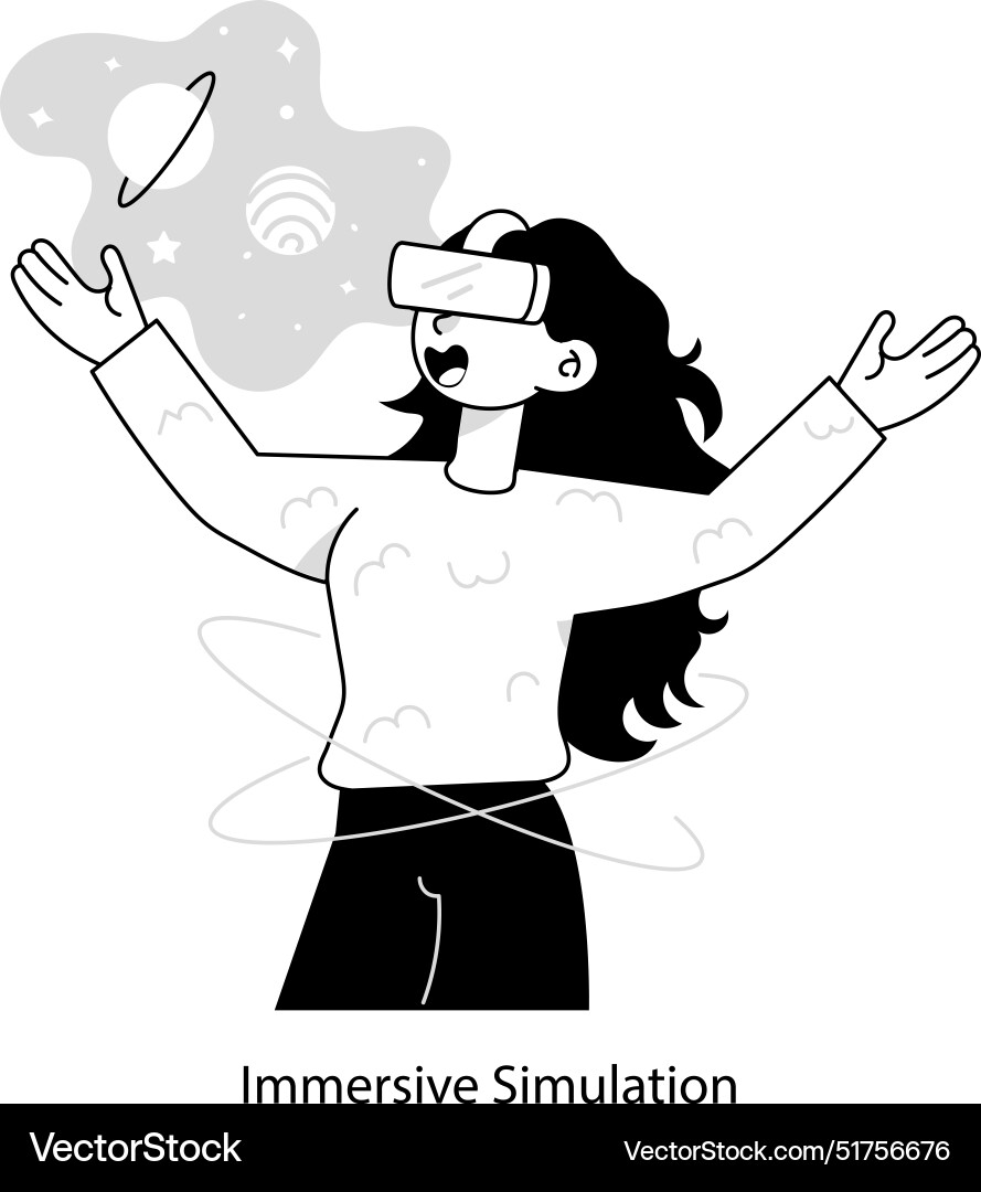 Premium doodle mini of immersive simu Royalty Free Vector