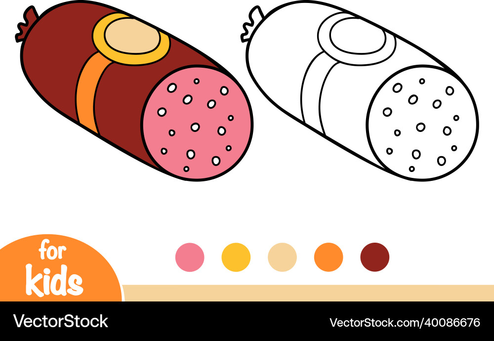 Salami Coloring Page for Kids Royalty Free Vector Image