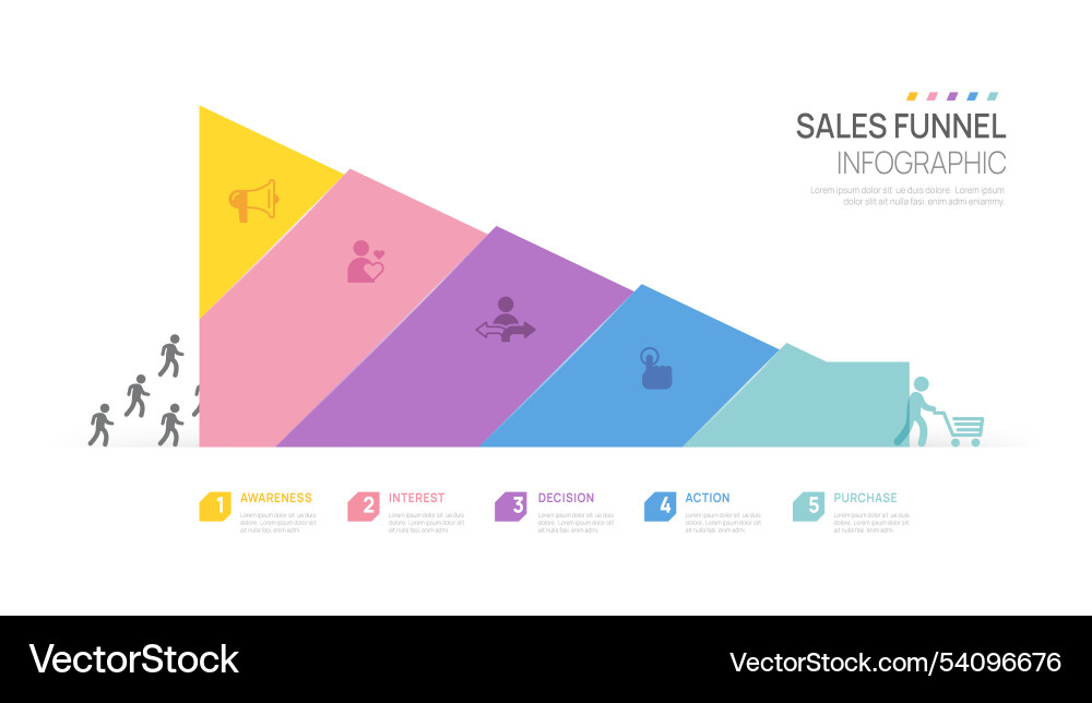 Sales funnel infographic template 5 steps Vector Image