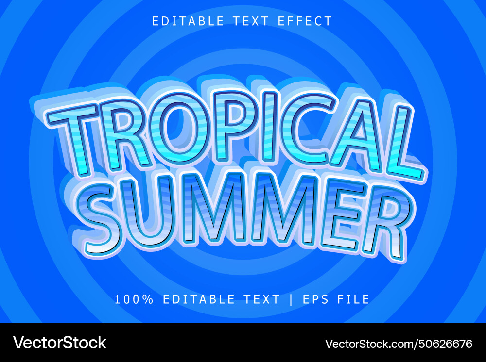 Tropical summer editable text effect 3 dimension Vector Image