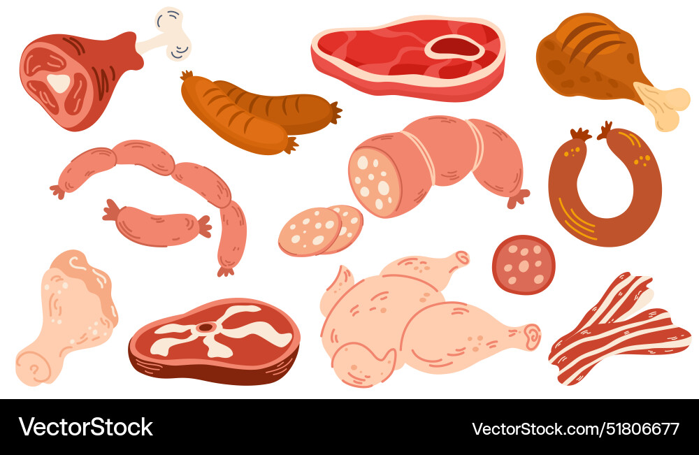2049 meat set Royalty Free Vector Image - VectorStock