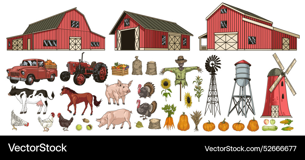 Agro industry set emblems colorful Royalty Free Vector Image