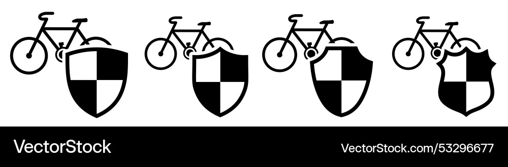 Bike icon behind shield different versions Vector Image