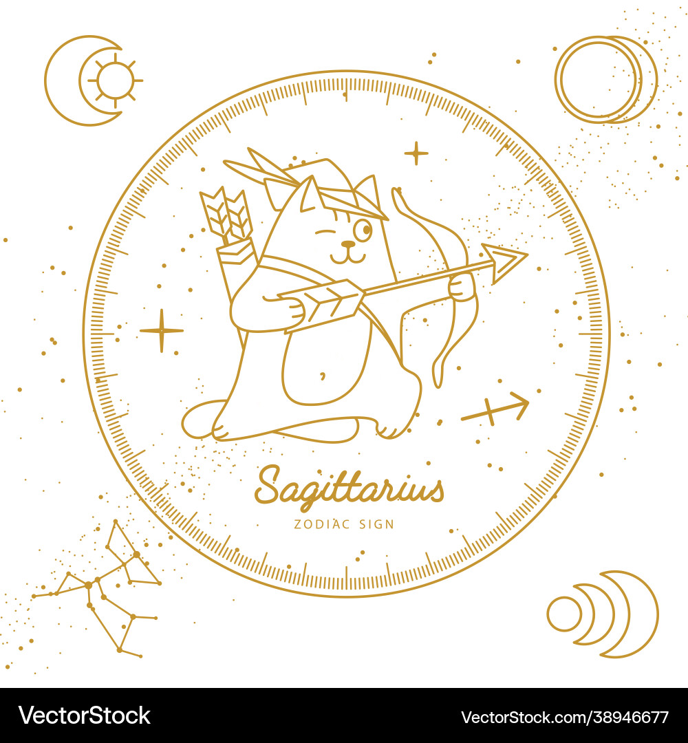 Card with astrology sagittarius sign Royalty Free Vector