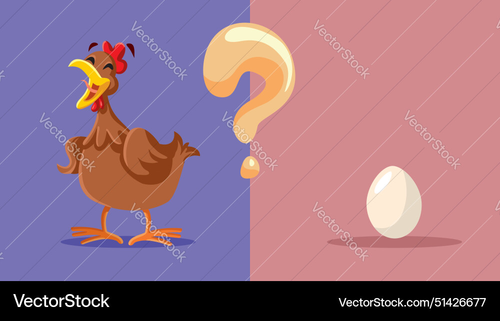 Egg of hen question concept funny cartoon Vector Image