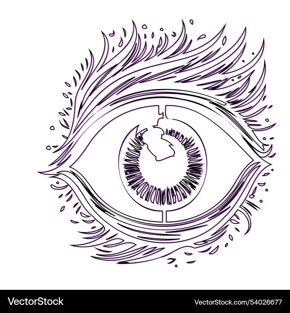 Evil eye halloween sketch outline shadow purple Vector Image