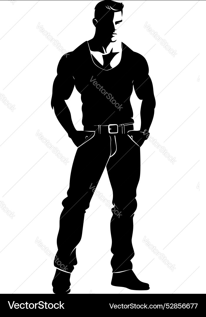 Flexfit denim muscle man iconic symbol jeans Vector Image
