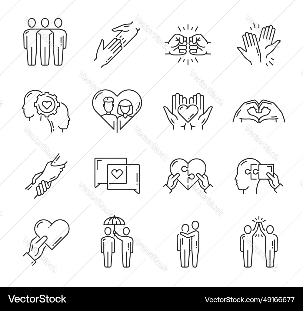 Help support friendship love community icons Vector Image